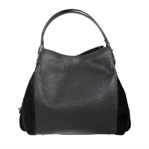 Coach | Bags | Coach Edie Black Suede Leather Large Shoulder Bag 57647 ...